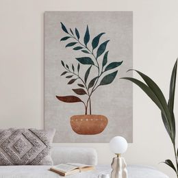 Bilderwelten Akustikbild | Wandbild schallabsorbierend - Boho Bl&auml;tter In Vase II