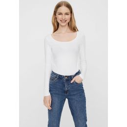 V&eacute;ro Moda Langarmshirt VERO MODA "VMMAXI", Damen, Gr. S, wei&szlig; (hellwei&szlig;), Jersey, Obermaterial: 93% Baumwolle, 7% Elasthan, unifarben, Basic, sehr figurbetont h&uuml;ftbedeckend, Rundhals, Shirts Langarmshirt