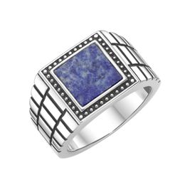 Silberring "Siegelring mit blauer Lapis-Einlage, Silber 925" Gr. 66, blau, Giorgio Martello MILANO, Fingerringe, Herren, 66, Silber 925 (Sterlingsilber), Silberring