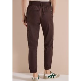 Stoffhose Cecil "Style Chelsea", Damen, Gr. L (42), L&auml;nge 28, macchiato braun, Web, Obermaterial: 98% Baumwolle, 2% Elasthan, unifarben, loose fit lang, Hosen Stoffhose, im Loose Fit und im Papertouch-Style/mit G&uuml;rtel