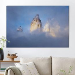 Bilderwelten Akustikbild | Wandbild schallabsorbierend - Chile Torres del Paine unter Wolken