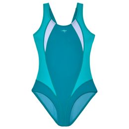 Badeanzug Kangaroos, M&auml;dchen, Gr. 122/128, N-Gr, blau (t&uuml;rkis, blau), Recycling-Polyamid, unifarben, Badeanz&uuml;ge Badeanzug, im sportlichen Farbmix