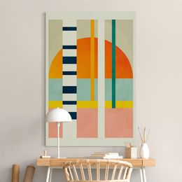 Bilderwelten Akustikbild | Wandbild schallabsorbierend - Bunter Halbkreis in Pastell