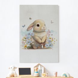 Bilderwelten Akustikbild | Wandbild schallabsorbierend - Hase auf Blumenwiese