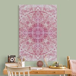 Akustikbild Mandala Aquarell Sonne Ornament rosa
