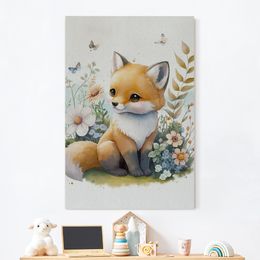 Bilderwelten Akustikbild | Wandbild schallabsorbierend - Fuchs auf Blumenwiese