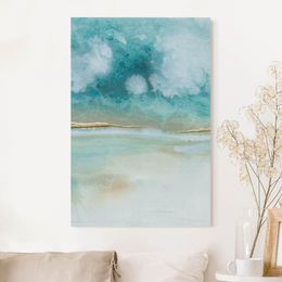 Bilderwelten Akustikbild | Wandbild schallabsorbierend - Smaragd-Wolken und Gold II