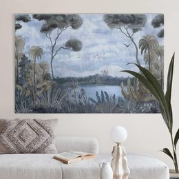 Bilderwelten Akustikbild | Wandbild schallabsorbierend - Tropische Ruhe mit Schlossblick