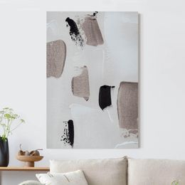 Bilderwelten Akustikbild | Wandbild schallabsorbierend - Pinselstriche auf cremefarbener Leinwand