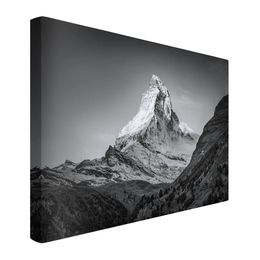 Bilderwelten Akustikbild | Wandbild schallabsorbierend - Schweiz Matterhorn in Schwarz Wei&szlig;