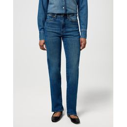 Straight-Jeans Wrangler, Damen, Gr. 29, L&auml;nge 34, cowboy_crest, Denim/Jeans, Obermaterial: 99% Baumwolle, 1% Elasthan, unifarben, straight fit lang, Jeans Straight-Jeans, im Five-Pocket Style