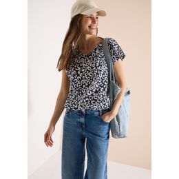 V-Shirt Cecil, Damen, Gr. XL (44), blau (urban dunkelblau), Stoff, 50% Modal, 50% Baumwolle, comfort fit normal, V-Ausschnitt, abgesteppt, Shirts, Jersey