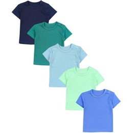 T-Shirt TUPTAM "Shirt Baby Kurzarm T-Shirt 5er Set", M&auml;dchen, Gr. 74, gr&uuml;n (dunkelblau blau mineralgr&uuml;n dunkelgr&uuml;n hellgr&uuml;n), Obermaterial: 100% Baumwolle CO., Shirts T-Shirt