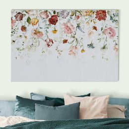 Bilderwelten Akustikbild | Wandbild schallabsorbierend - Rankende Blumen Aquarell