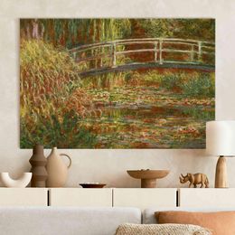 Bilderwelten Akustikbild | Wandbild schallabsorbierend - Claude Monet - Seerosenteich und japanische Br&uuml;cke (Harmonie in rosa)