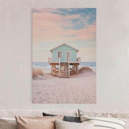 Bilderwelten Akustikbild | Wandbild schallabsorbierend - Strandhaus im Sonnenuntergang
