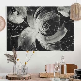 Bilderwelten Akustikbild | Wandbild schallabsorbierend - Abstrakte Bl&uuml;ten auf Schwarz
