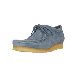 Schn&uuml;rschuh Clarks "Wallabee French Blue Sde", Herren, Gr. 41, blau, Leder, Schuhe Schn&uuml;rschuh, mit ikonischer Sohle