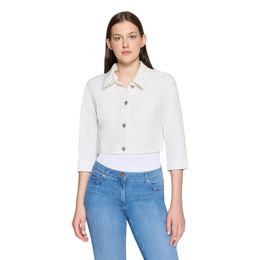 Jackenblazer Betty Barclay "Damen mit 3/4 Arm", Damen, Gr. 38, rohwei&szlig;, Denim/Jeans, Obermaterial: 71% Baumwolle, 26% Polyester, 3% Elasthan, sehr schmal kurz, Blazer