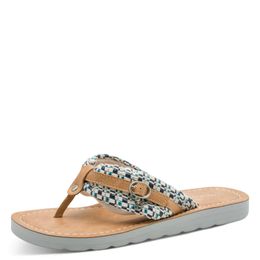 Zehentrenner Tamaris, Damen, Gr. 36, blau kombiniert, Lederimitat, Textil, Schuhe Zehentrenner, Dianette, Sommerschuh, Strandschuh mit verschiedenen Motiven