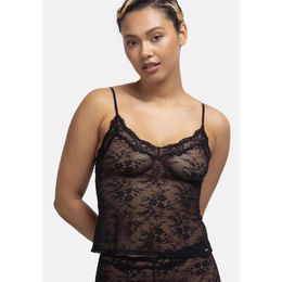 Unterhemd Dorina "Origins", Damen, Gr. M, N-Gr, schwarz, Spitze, Obermaterial: 85% Polyamid, 15% Elasthan, k&ouml;rpernah, V-Ausschnitt, Unterhemden Unterhemd, durchgehende Spitze mit Spitzenbesatz