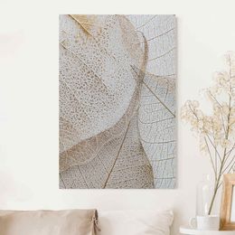 Bilderwelten Akustikbild | Wandbild schallabsorbierend - Filigrane Blattstruktur in Gold