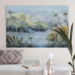 Bilderwelten Akustikbild | Wandbild schallabsorbierend - Urzeitliche Landschaft Vintage
