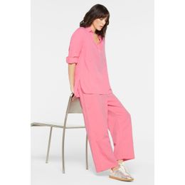 Culotte SENSES.THE LABEL, Damen, Gr. L, Normalgr&ouml;&szlig;en, pink (soft pink), Web, Material: 50% Baumwolle, 50% Leinen, unifarben, weit kn&ouml;chellang, Hosen Culotte, mit verk&uuml;rztem Bein