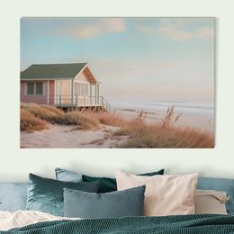Bilderwelten Akustikbild | Wandbild schallabsorbierend - Pastellfarbenes Strandhaus