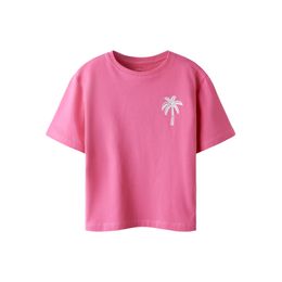 T-Shirt name it "NKFJANEY SS NREG TOP BOX PB", Jungen, Gr. 134/140, fandango pink, Jersey, Obermaterial: 100% Baumwolle, bedruckt, normal, Rundhals, Shirts T-Shirt