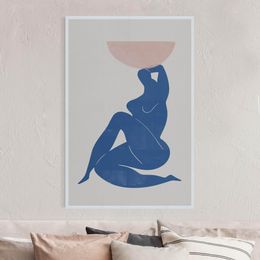Bilderwelten Akustikbild | Wandbild schallabsorbierend - Blaue Figur mit Rosa Halbkreis