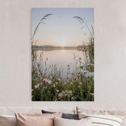 Bilderwelten Akustikbild | Wandbild schallabsorbierend - Morgenstimmung am Seeufer