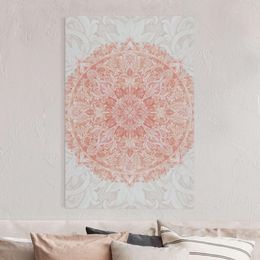 Bilderwelten Akustikbild | Wandbild schallabsorbierend - Mandala Aquarell Ornament beige orange