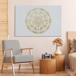 Bilderwelten Akustikbild | Wandbild schallabsorbierend - Mandala Blume gold wei&szlig;