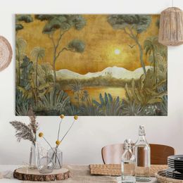 Bilderwelten Akustikbild | Wandbild schallabsorbierend - Tropische Landschaft bei Sonnenuntergang