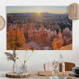 Bilderwelten Akustikbild | Wandbild schallabsorbierend - USA Canyon mit Felsen bei Sonnenaufgang