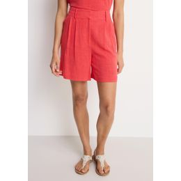 Bermudas Lascana, Damen, Gr. 34, N-Gr, pink, Web, Obermaterial: 85% Viskose, 15% Leinen, unifarben, figurumspielend ca. Mitte Oberschenkel, Hosen Bermudas, mit modischen Bundfalten, feminine Sommershorts, Webshorts