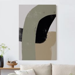Bilderwelten Akustikbild | Wandbild schallabsorbierend - Komposition Schwarz Beige und Salbei II