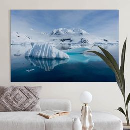 Bilderwelten Akustikbild | Wandbild schallabsorbierend - Antarktis Eisberg vor Polargebirge