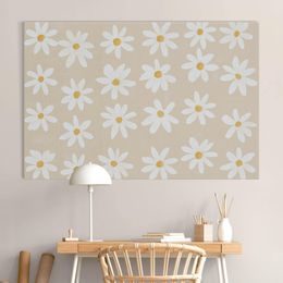 Bilderwelten Akustikbild | Wandbild schallabsorbierend - G&auml;nsebl&uuml;mchenmuster auf Beige