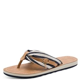 Zehentrenner Tamaris, Damen, Gr. 36, beige (navy), Lederimitat, Textil, gestreift, Schuhe Zehentrenner, Dianette, Sommerschuh, Strandschuh mit verschiedenen Motiven