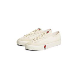 Sneaker Tommy Jeans "ARCHIVE Y2K", Damen, Gr. 39, beige, Baumwolle, Veloursleder, Schuhe Sneaker, Schn&uuml;rschuh, Halbschuh, Freizeitschuh mit Kontrastbesatz