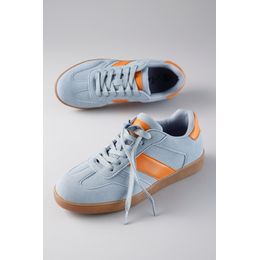 Sneaker ANISTON SHOES, Damen, Gr. 37, hellblau, orange, Lederimitat, Basic, Schuhe Skaterschuh Sneaker low Retrosneaker, Freizeitschuh, Halbschuh, Schn&uuml;rschuh im Retro-Look, Topseller