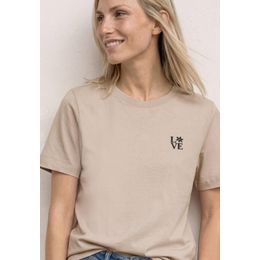 Kurzarmshirt Street One, Damen, Gr. 36, clay sand, Jersey, Obermaterial: 50% Baumwolle, 50% Modal, bedruckt, normal h&uuml;ftbedeckend, Rundhals, abgesteppte Kante, Shirts, Sommershirt mit Rundhals und Printdetail