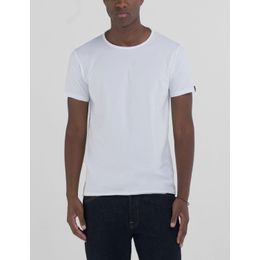 T-Shirt Replay, Herren, Gr. M, wei&szlig;, Jersey, Obermaterial: 100% Baumwolle, unifarben, regular fit, Rundhals, Shirts T-Shirt
