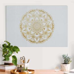 Bilderwelten Akustikbild | Wandbild schallabsorbierend - Mandala Blume gold wei&szlig;