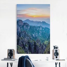 Bilderwelten Akustikbild | Wandbild schallabsorbierend - Sonnenaufgang &uuml;ber dem Huangshan Gebirge