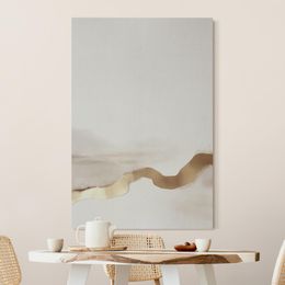 Bilderwelten Akustikbild | Wandbild schallabsorbierend - Goldene Welle auf Beige