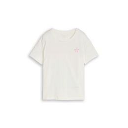 T-Shirt Tom Tailor, M&auml;dchen, Gr. 104/110, wei&szlig; (whisper wei&szlig;), Single Jersey, Obermaterial: 100% Baumwolle, oversize, Shirts T-Shirt