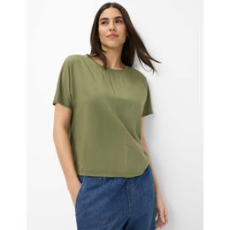 Kurzarmshirt Brax "Style CARLA S", Damen, Gr. 46, olivgr&uuml;n, 95% Viskose, 5% Elasthan, Rundhals, Shirts